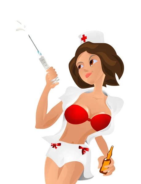 Nurse With Syringe Cartoon Illustration Stock Vector Izakowski