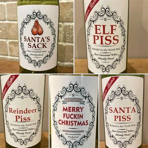 Amazon Christmas Funny Novelty Bottle Labels Santa Piss Santa S