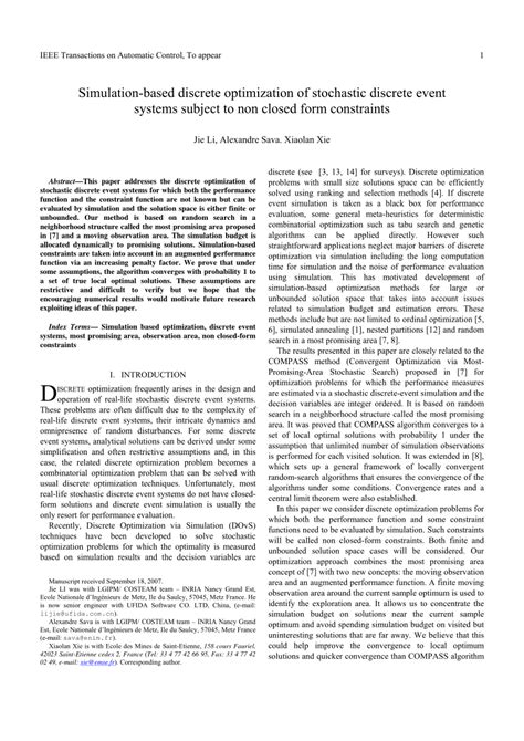 pdf simulation based discrete optimization of stochastic discrete event systems subject to non