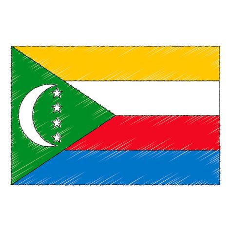Croquis Dibujados A Mano Bandera De Las Comoras Icono De Vector De