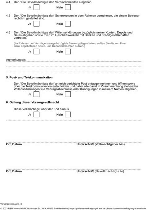 Vorsorgevollmacht Pdf Vordruck Kostenlose Vorsorgevollmacht