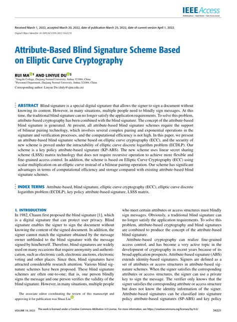 pdf attribute based blind signature scheme based on elliptic curve cryptography