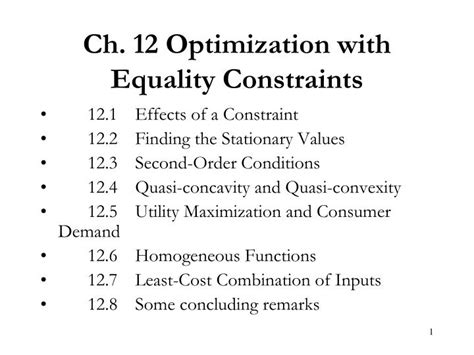 ppt ch 12 optimization with equality constraints powerpoint presentation id 6749826