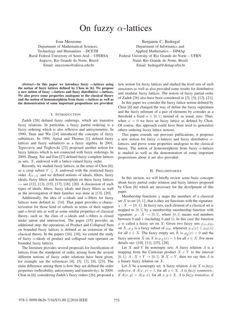 pdf on fuzzy α lattices