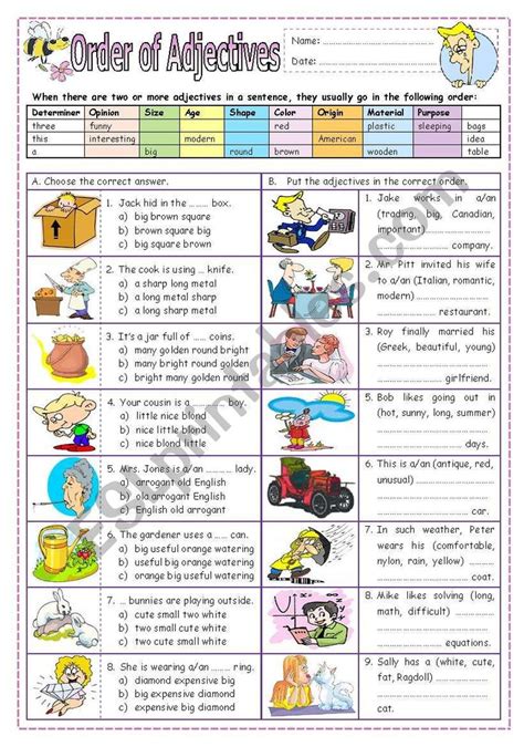 Order Of Adjectives Liveworksheets