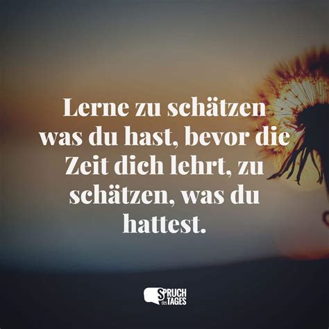 Lerne zu schätzen was du hast bevor Zeit dich lehrt zu schätzen