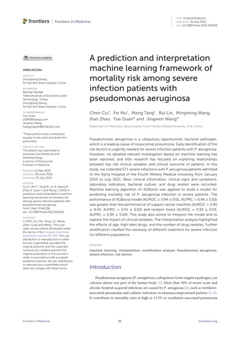 pdf a prediction and interpretation machine learning framework of mortality risk among severe