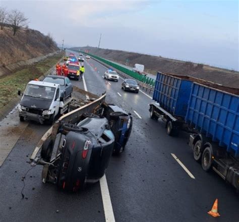 Mașini de lux răsturnate pe autostrada Vestului FOTO Timisoara Stiri