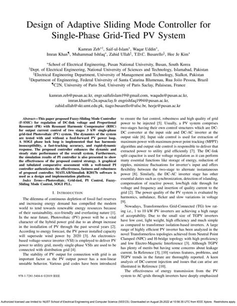 design of adaptive sliding mode controller for single phase grid tied pv system 1 pdf