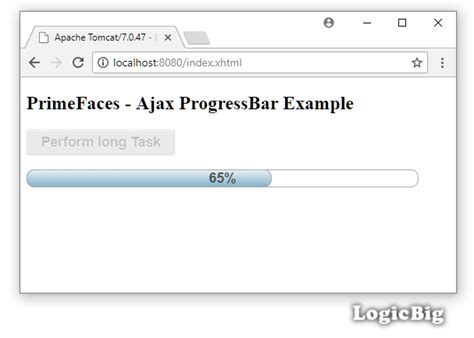 PrimeFaces Ajax ProgressBar Example
