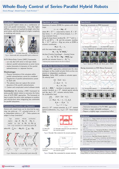 whole body control of series parallel hybrid robots