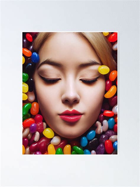 Portrait Of A Beautiful Woman With Face Surrounded By Colorful Candy Midjourney Art