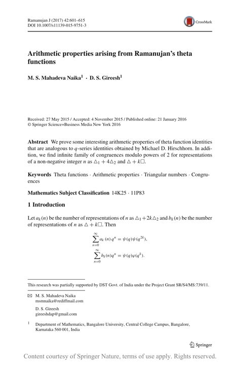 arithmetic properties arising from ramanujan s theta functions request pdf