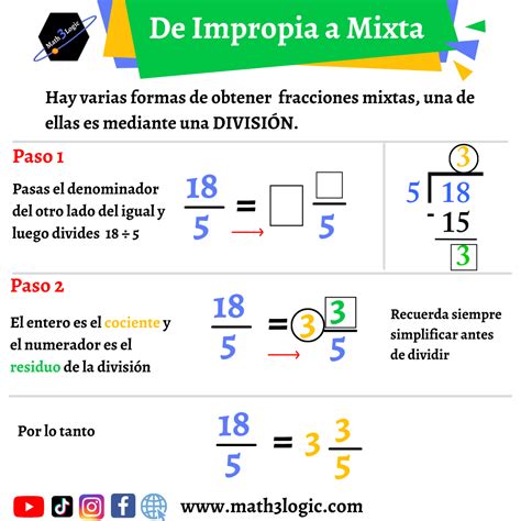 De Fracciones Impropias A Mixtas Math Logic