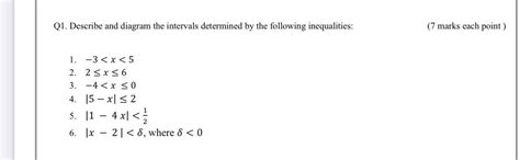 solved q1 describe and diagram the intervals determined by