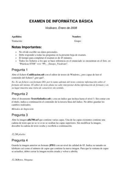 EXAMEN DE INFORMÃ TICA BÃ SICA docencia de la ETSIT URJC