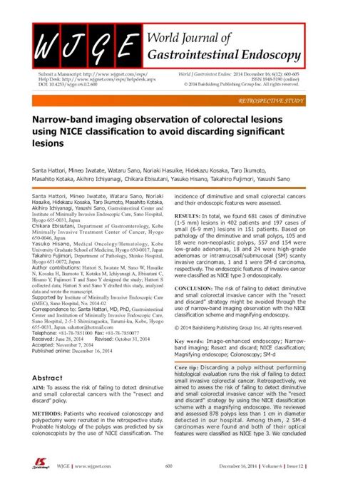 Pdf Narrow Band Imaging Observation Of Colorectal Lesions