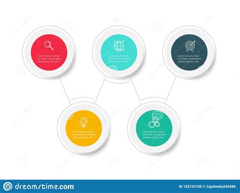 Elementos Del C Rculo Del Gr Fico Del Diagrama Con 5 Pasos De