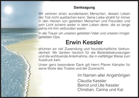 Traueranzeigen Von Erwin Kessler Trauer HNA De