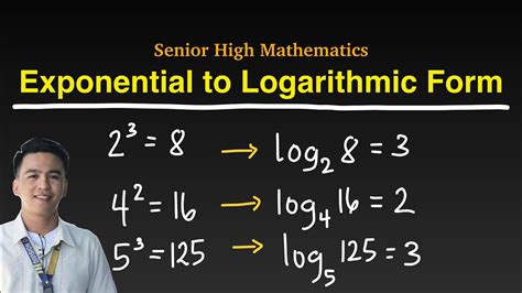 how to convert exponential to logarithmic form youtube