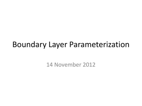 boundary layer parameterization principles