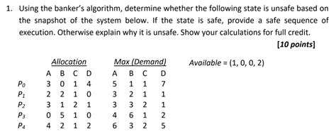 Solved Using The Banker S Algorithm Determine Whether Chegg