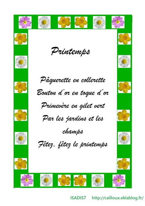 Poesie Printemps Maternelle