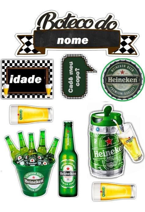 Topper Tag Topo De Bolo Cerveja Heineken Mercado Livre