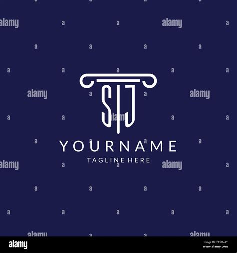 SJ Logo Monogram With Pillar Shape Designs Vector Stock Vector Image