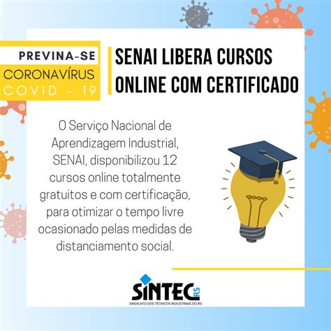 SENAI Libera Cursos Online Gratuitos E Certificado Sintec RS