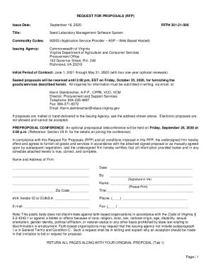 Fillable Online Page 1 REQUEST FOR PROPOSALS RFP Issue Date Fax Email