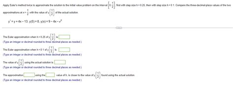 solved apply euler s method twice to approximate the