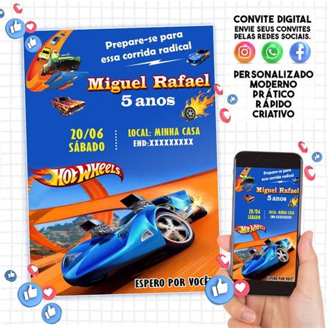 Hot Wheels Convite Digital Elo7 Produtos Especiais