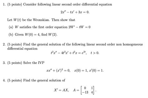 solved 1 5 points consider following linear second order