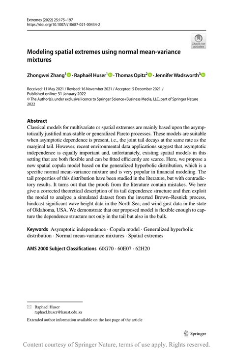 modeling spatial extremes using normal mean variance mixtures request pdf