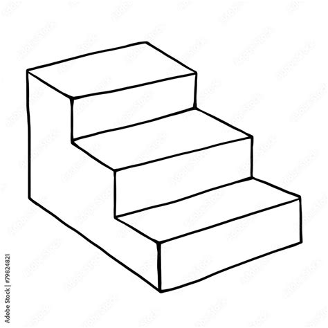 Three Steps Stair Drawing Stock Vector Adobe Stock