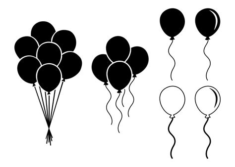Conjunto De Diferente Globos Aislado En Blanco Silueta Vector