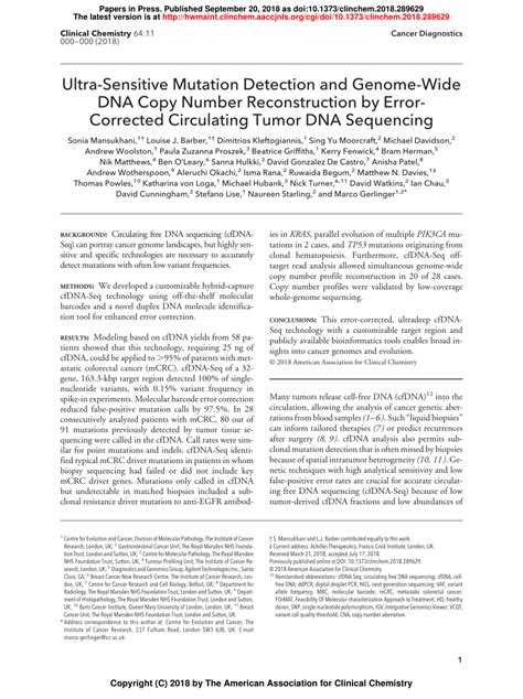 pdf ultra sensitive mutation detection and genome wide dna copy number reconstruction by error