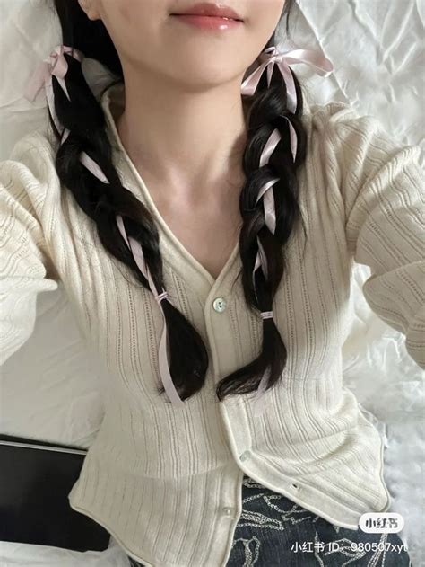 Pin By Felix Black Braided Ribbon Hairstyle Hair Braid Ribbon Ribbon