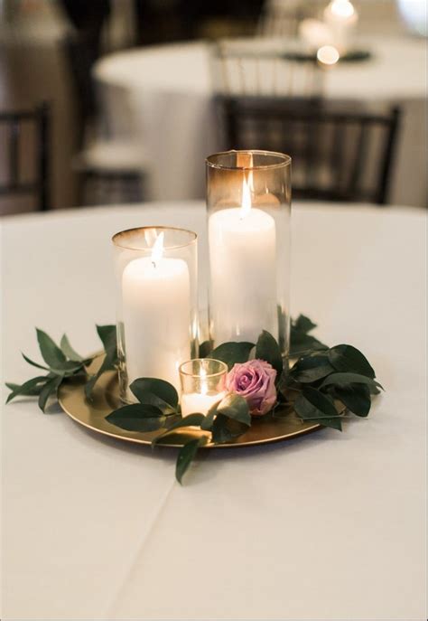 Greenery And Candles Centerpieces Roses Rings Weddings Fashion