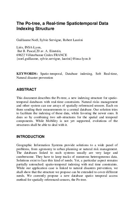 pdf the po tree a real time spatiotemporal data indexing structure robert laurini and