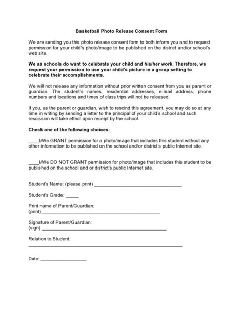 Useful Photo Release Consent Forms Templates
