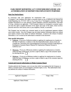 Fillable Online Fcra Form 3 Fax Email Print PdfFiller