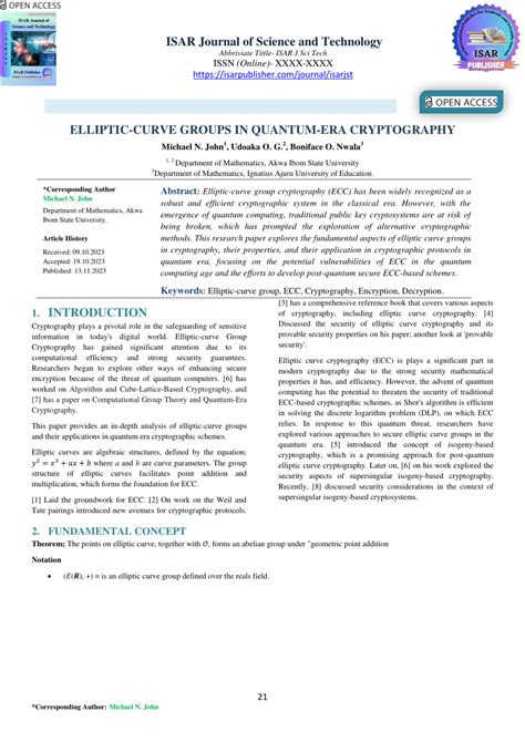 pdf elliptic curve groups in quantum era cryptography