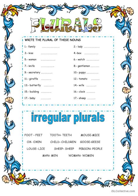 PLURAL NOUNS English ESL Worksheets Pdf Doc