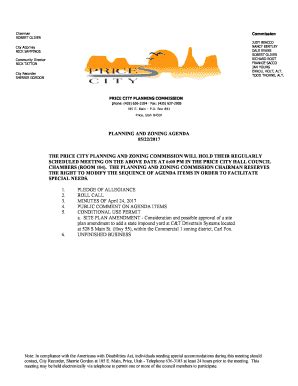 Fillable Online Fillable Online Planning And Zoning Agenda