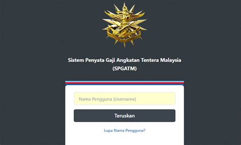 SPGATM Login Sistem Penyata Gaji Angkatan Tentera Malaysia APDM