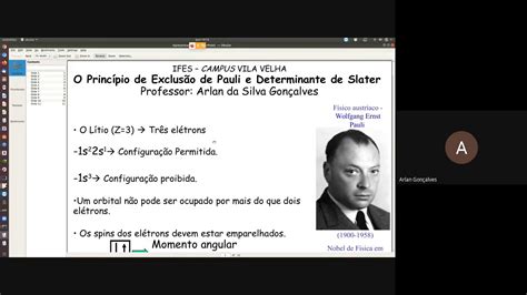 Princípio da Exclusão de Pauli e o Determinante de Slater YouTube