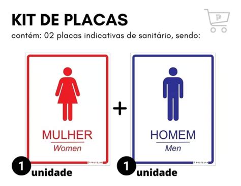 Kit Placas Banheiro Feminino E Masculino 20 X 15 Cm