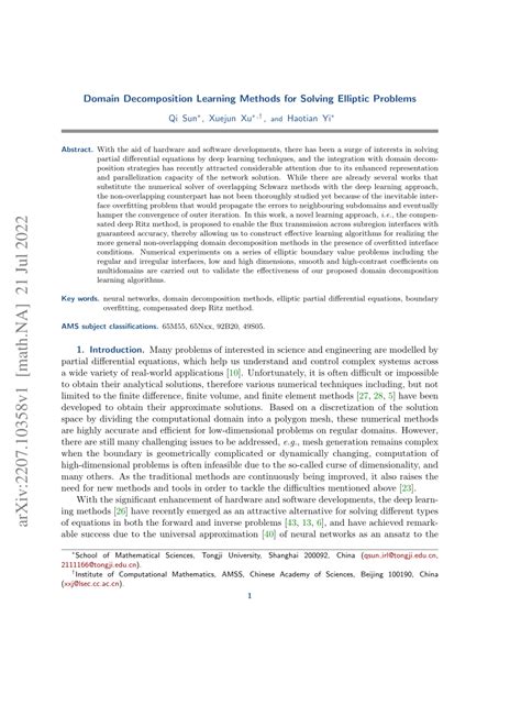 pdf domain decomposition learning methods for solving elliptic problems
